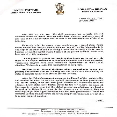 Letter to hon'ble chief ministers | PDF
