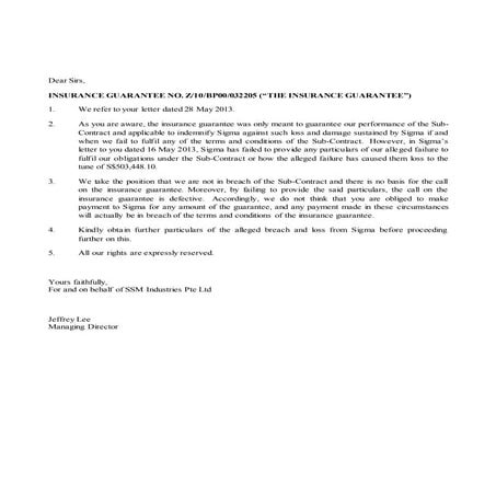 Letter to lonpac | DOCX | Insurance | Personal Finance