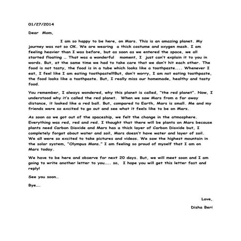 Letter to mars | DOCX