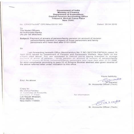 letter to nodal officers regarding family pension | PDF