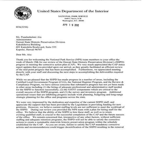 Letter to pua aiu april 19 2012 | PDF