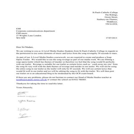 Letter to Record Label | DOCX