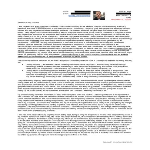 Letter to Dianne Feinstein on a San Francisco Drug Abuse Extortion ...