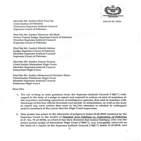 Islamabad High Court Judges wrote a letter to Supreme Judicial Council.pdf