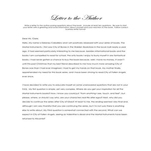 Letter to the Author | DOC | Romance | Genres