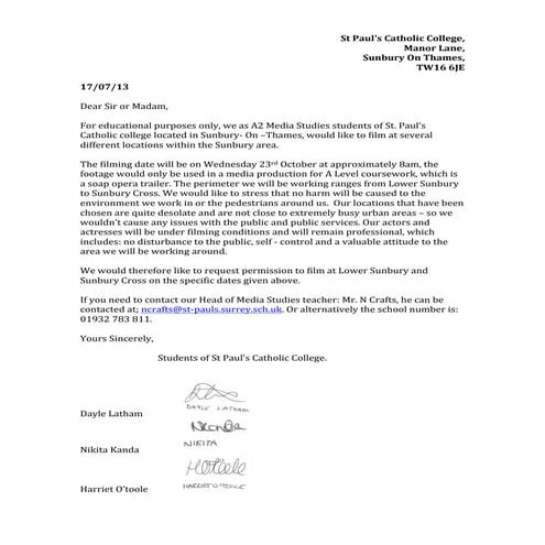 Letter to the council | PDF