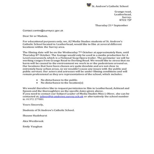 Letter to the council | DOCX | Education