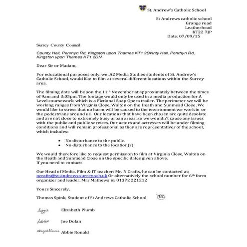 Letter to the council | DOCX