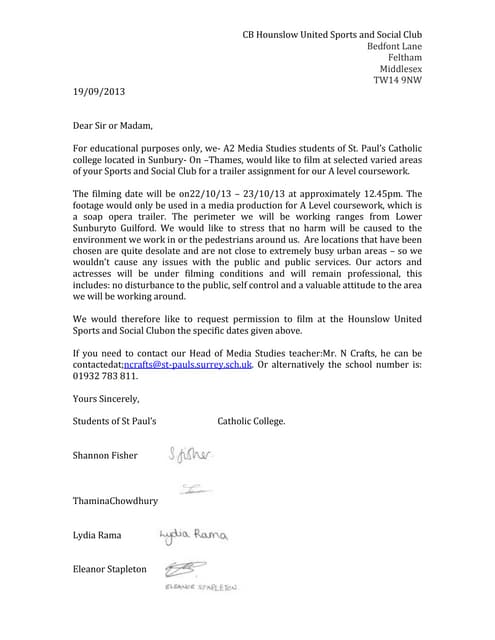 Letter to the council | PDF