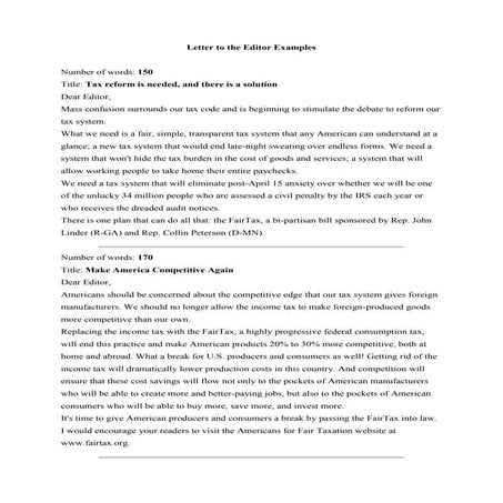 Letter to the editor examples | PDF