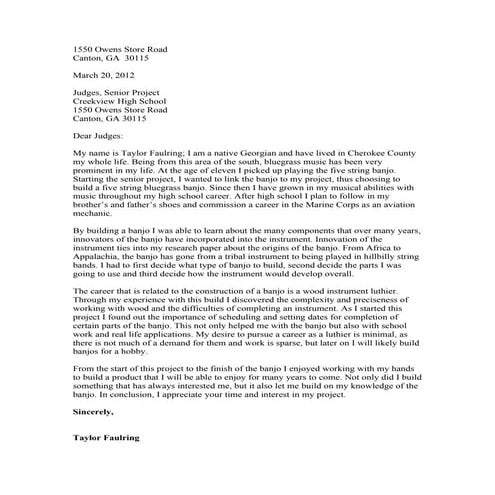 Letter to the judges format bennett 122003 | DOC