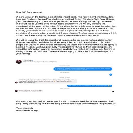 Letter to the record label | DOCX | Music | Entertainment