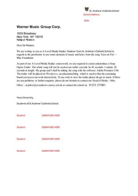 Letter to record label | PDF