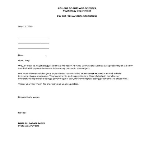 Letter to the validators | DOCX