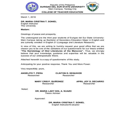 Letter to the validators | DOCX