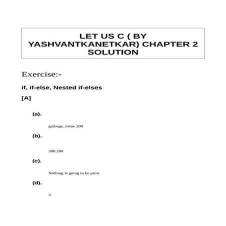 Let us c(by Yashwant Kanetkar) 5th edition solution chapter 1 | PDF