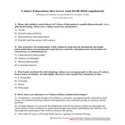 LET Values Education Reviewer and Drill 2026.docx
