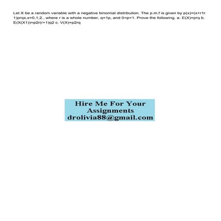 Let X Be A Random Variable With A Negative Binomial Distribupdf 2940