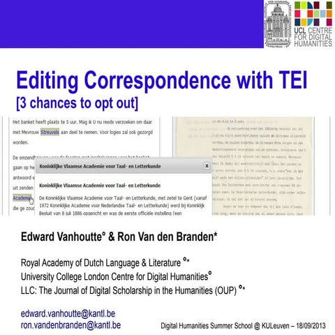 Editing Correspondence with TEI [3 changes to opt out] | PPT