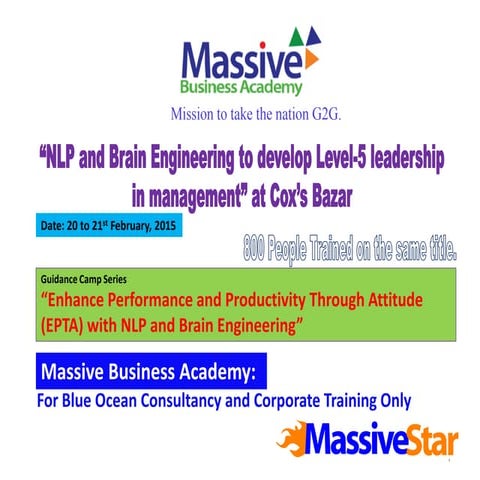 Level 5 leadership, brain engineering and nlp workshop at cox's Bazar ...