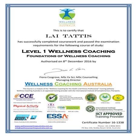 Level 1 Wellness Coach | PDF