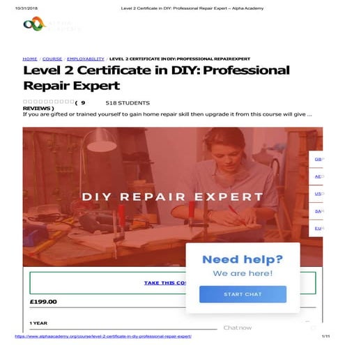 Level 2 Certificate in DIY_ Professional Repair Expert – Alpha Academy ...