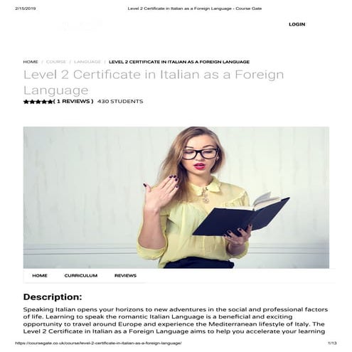 Learn Italian as a Foreign Language Level 2 – Alpha Academy | PPTX