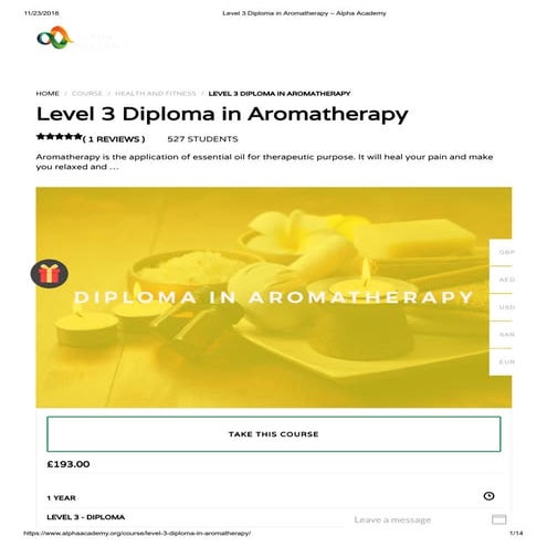 Level 3 Diploma In Aromatherapy Alpha Academy Pdf