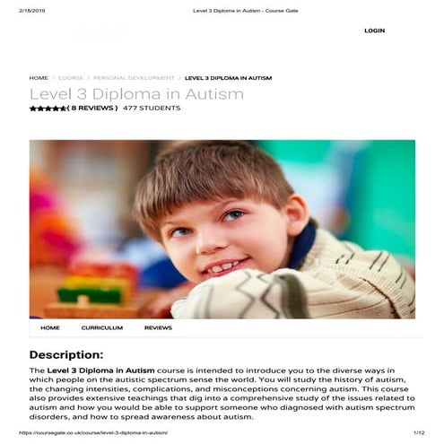 Level 3 diploma in autism course gate | PDF