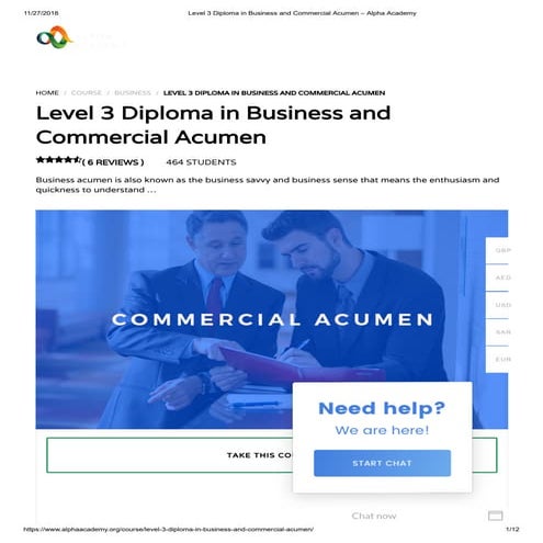 Level 3 diploma in business and commercial acumen - Alpha Academy | PDF