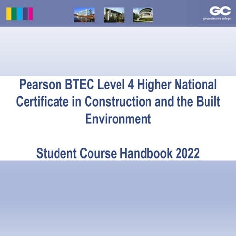 Gloscol HNC Construction Level 4 handbook 2021 | PPTX
