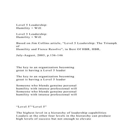Level 5 Leadership Humility + WillLevel 5 Leadership .docx