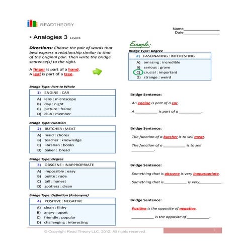 Level 6 analogies_3 | PDF
