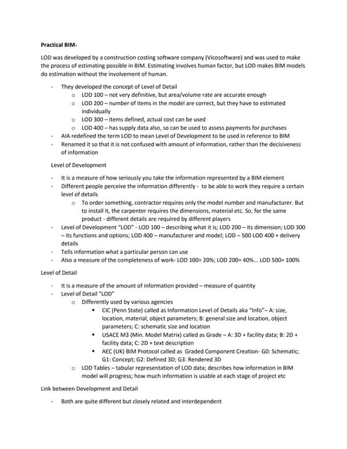 BIM Level of Development Explained | LOD 100 200 300 400 500 | PPTX