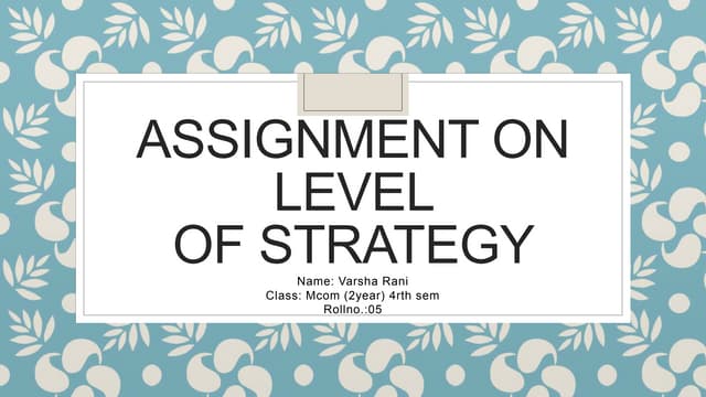 Levels of planning | PPTX