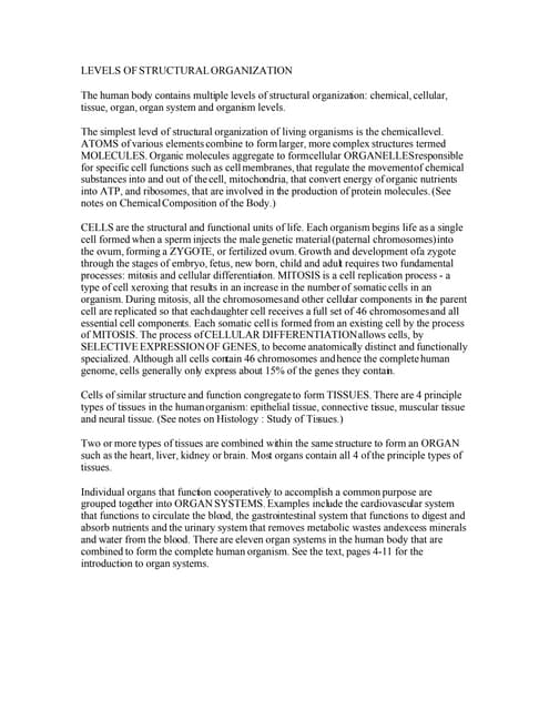 Levels of structural organization | PPTX