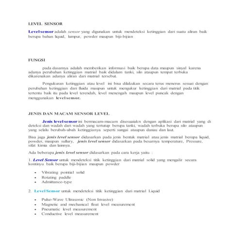 Level sensor | DOCX