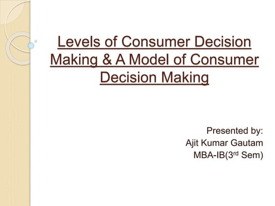 Models of consumer behavior | PPT