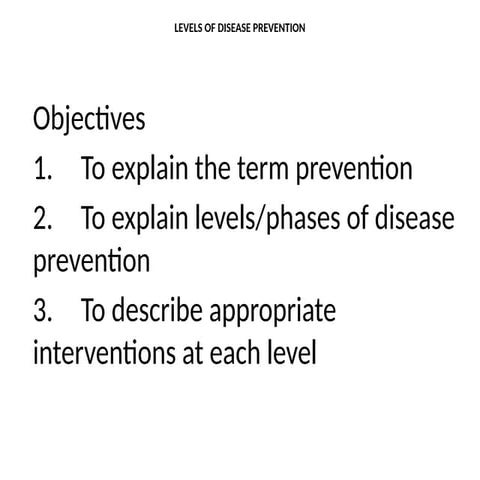 levels of disease prevention.pptx For public health | PPT