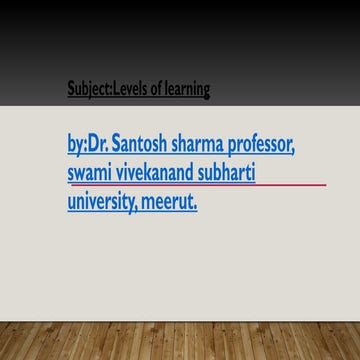 Levels of learning| by:Dr. Santosh sharma | PPT