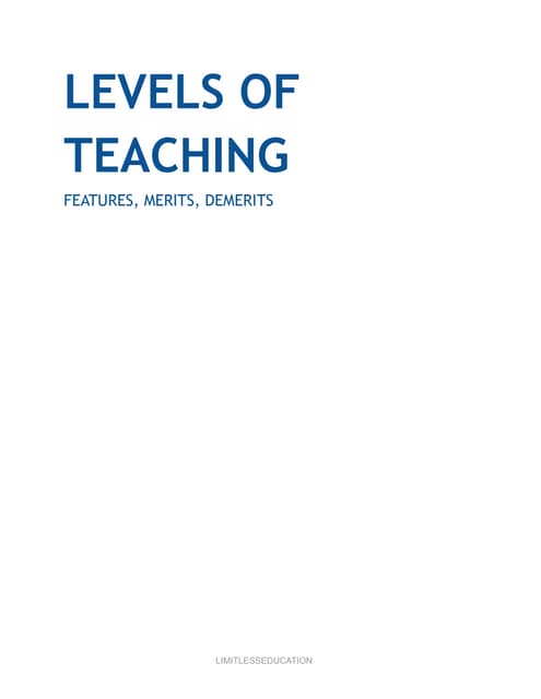 LEVELS OF TEACHING | PPT