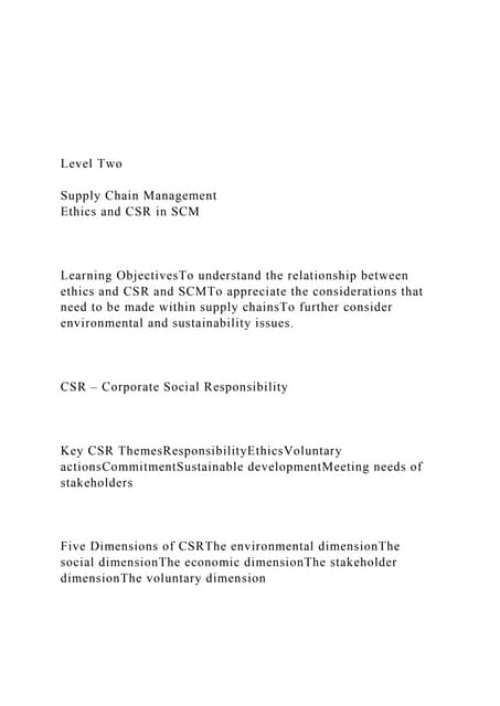 ETHICAL SUPPLY CHAIN MANAGEMENT (CSR) IN BUSINEES ETHICS | PPT