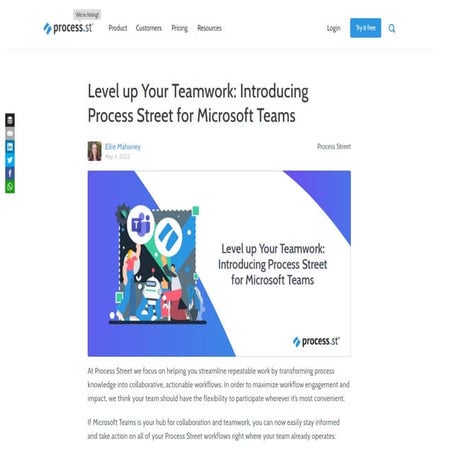 Level up Your Teamwork: Introducing Process Street for Microsoft Teams ...