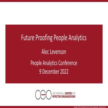 Alec Levenson: Future Proofing People Analytics | PDF