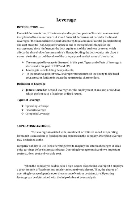 Types of leverages | PPT