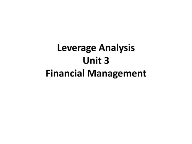 Leverage (Operating, financial & combined leverage) | PPTX | Stocks and Bonds | Personal Investing