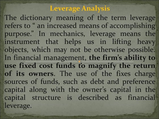 Leverage (Operating, financial & combined leverage) | PPTX | Stocks and Bonds | Personal Investing