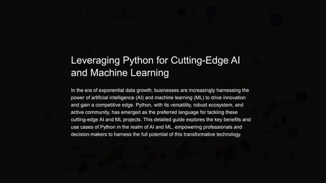 Leveraging Python For Cutting Edge Ai And Machine Learning Ppt