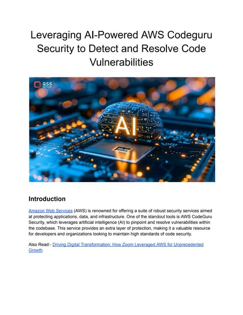 Leveraging Ai Powered Aws Codeguru Security To Detect And Resolve Code Vulnerabilitiespdf