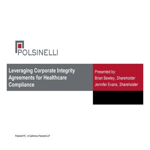 Leveraging Corporate Integrity Agreements for Healthcare Compliance ...